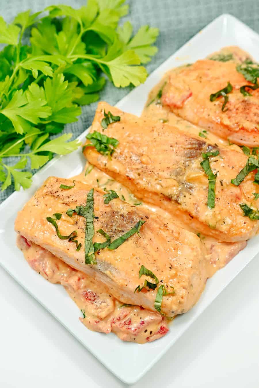 Creamy Tuscan Salmon (Keto Friendly) - Trina Krug