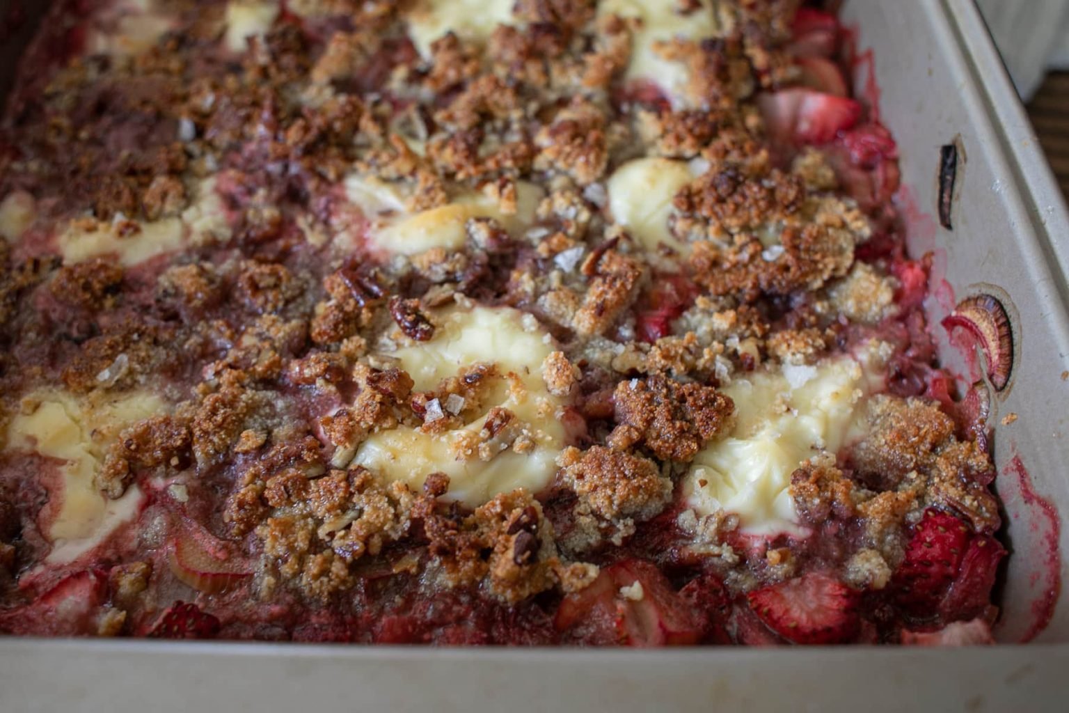 Gluten Free Strawberry Rhubarb Crisp - Trina Krug